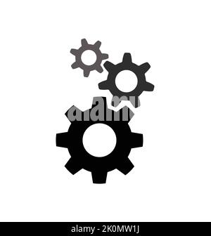 Gear vector logo isolated on a black background. Icon silhouette design ...