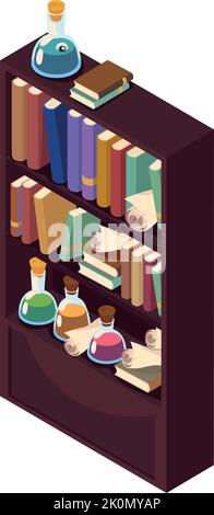 Magic room interior. Mystery library wizards school, sorceress house ...