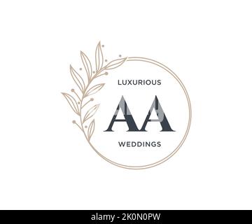 AA Initials letter Wedding monogram logos template, hand drawn modern ...