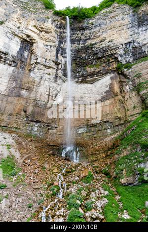 Okatse (Kinchkha) Waterfall, three-step waterfall cascade in the river ...