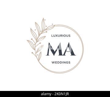 MA Initials letter Wedding monogram logos collection, hand drawn modern ...