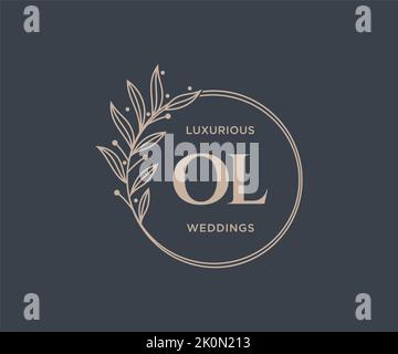 OL Wedding initial invitation with elegant ornament circle element ...