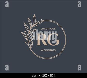 RG Initials letter Wedding monogram logos template, hand drawn modern ...