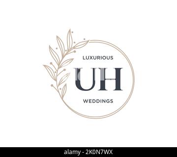 UH Initials letter Wedding monogram logos collection, hand drawn modern ...