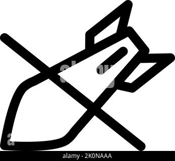 No air bomb symbol, prohibition sign, line icon. Flat vector ...
