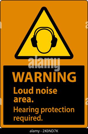 Warning Hearing Protection Required Sign On White Background Stock ...