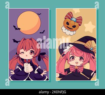 chibi girl pumpkin Stock Vector Image & Art - Alamy
