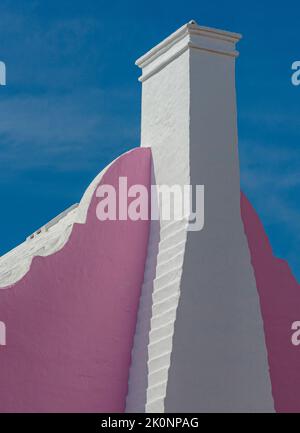 Traditional Bermuda Architecture Pink House White Roof & Chimney Green ...