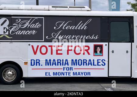 A sign endorsing the election of Dr. Maria Morales for El Monte Mayor ...