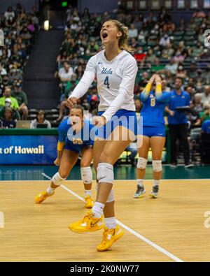 September 4, 2022 - UCLA libero Mackenzie Cole (4) bumps the ball ...
