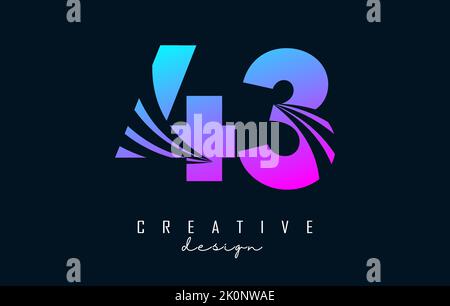 43 4 3 Number Logo Design with a Creative Cut and Black Circle ...