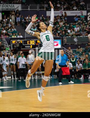 September 4, 2022 - Hawaii outside hitter Amber Igiede (3) serves the ...