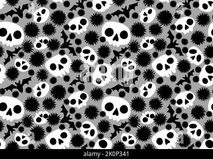 Cartoon doodle seamless Halloween skulls pattern for wrapping paper and ...