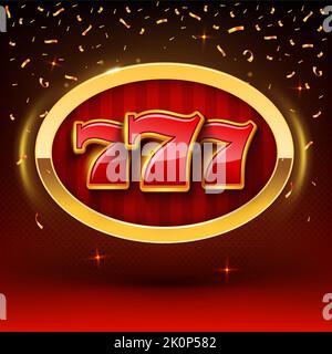 Jackpot 777 sign with gold realistic 3d coins background. Vector ...