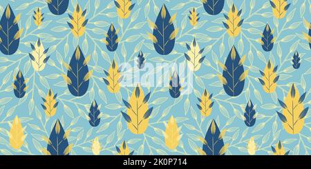Gender neutral foliage seamless vector background. Simple whimsical 2 ...