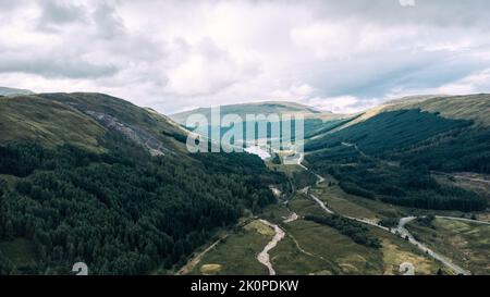 Drone shot of the West Highland Way in Scotland. Loch Tulla Stock Photo ...