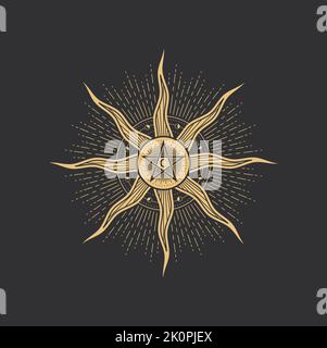 Mystical Sacred geometry. Moon, Sun, orbits. Crescent Moon magic pagan ...