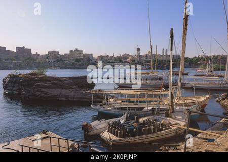 Aswan, Egypt - November 15, 2020: View to the Nile River Panoramic View ...
