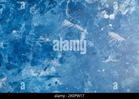 Ink splatter blur. Art fluid. Blue drop mixing with gray fluid on white ...