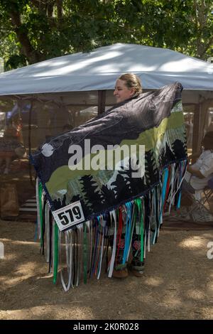 Full length portrait of a member of the Mohegan Native American tribe ...
