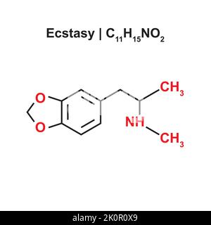 Ecstasy chemical formula. Ecstasy structural chemical formula isolated ...