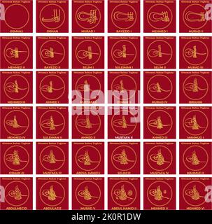 Vector image with Tughra signature of Ottoman Thirty-Second Sultan ...