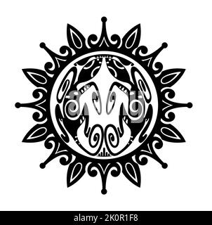 Polynesian lizard tattoo. Vector tattoo design inspired by Tahitian and ...