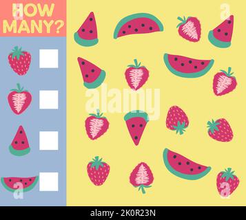 How many are they game. Counting fruit for preschool. Count the fruits ...