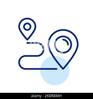 Path between two map pointers. Navigation and location icon. Pixel perfect, editable stroke ...