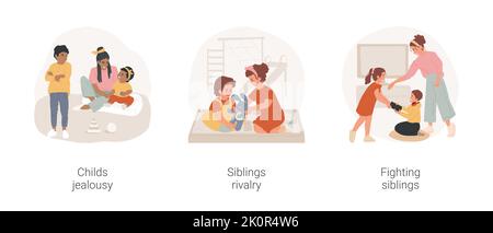 Siblings rivalry isolated cartoon vector illustration. Siblings sharing ...