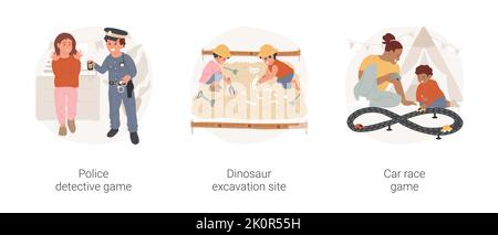 Dinosaur excavation site isolated cartoon vector illustration ...