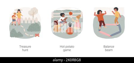 Hot potato game isolated cartoon vector illustration. Kids throwing hot ...