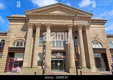 Historic exterior of Bolton Market Place shopping Centre, Knowsley St ...