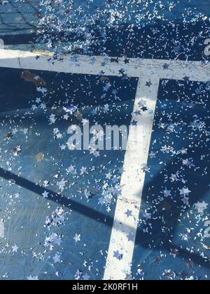 demarcation of the courts on the floor of the sports center Stock Photo ...