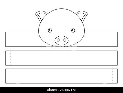 Printable pig paper crown. Diy cut party ribbon template for birthday ...