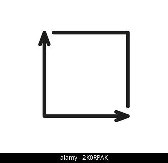 Square area icon. Coordinate axes sign. Coordinate system Flat math ...