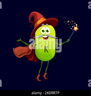 Cartoon potassium kalium mineral micronutrient warlock character ...