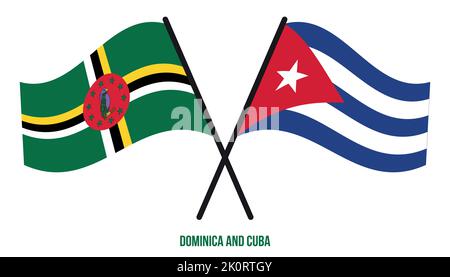 Cuba and Dominica flags for official meeting against background of ...