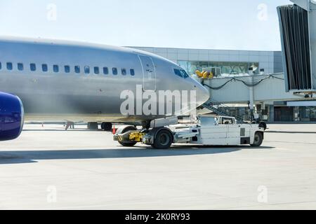 Passenger airplane liner jet back view isolated on a white background ...