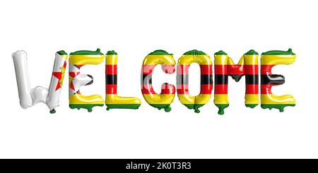 Zimbabwe flag isolated on white Stock Photo - Alamy