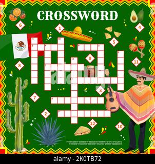 Mexican musician, sombrero, flag and food. Word search puzzle game ...