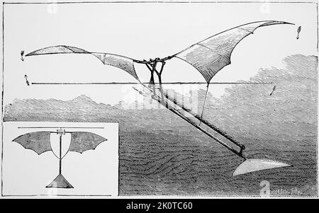 mechanical bird or ornithopter, driven by twisted rubber bands, by ...