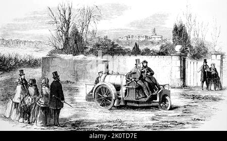 Thomas Rickett's steam carriage, 1860 (1956). Artist: Unknown Stock ...