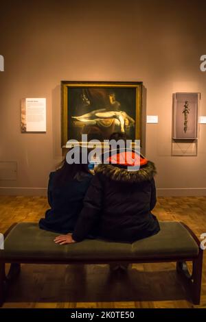Visitors looking at Henry Fuseli painting The Nightmare, 1781, Detroit ...