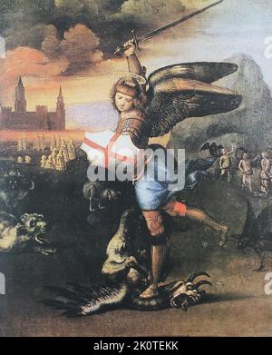 Der heilige Michael besiegt den Teufel, von Raffaello Sanzio da Urbino ...