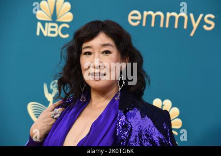 Sandra Oh arrives at the 74th Emmy Awards on Monday, Sept. 12, 2022 at ...