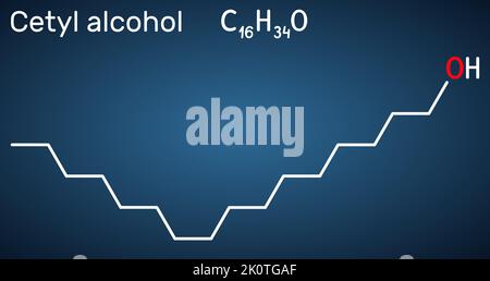 Cetyl alcohol, palmityl alcohol molecule. Used in cosmetic industry ...