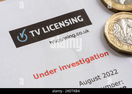 TV licensing Under Investigation letter for late / non payment of the ...