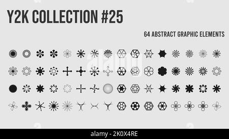 Acid graphic set, trendy urban elements, brutalism graphic shapes Stock ...