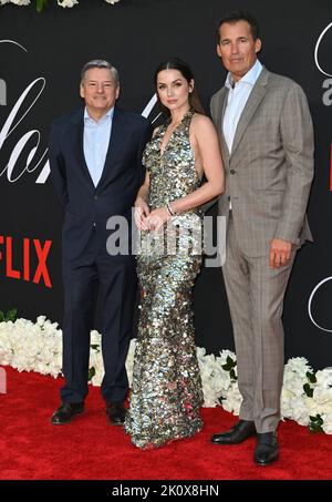 Ted Sarandos, Ana de Armas and Scott Stuber arrive at the premiere of ...